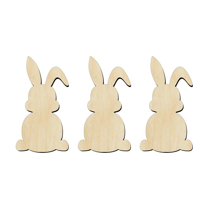 3 Pack of 6 inch Bunnies, Easter Bunny cutouts, Unfinished Bunny wood ...