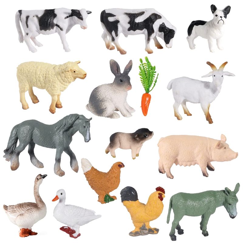 SIENON 15Pcs Farm Animal Figures Toys Realistic Mini Farm Animal ...