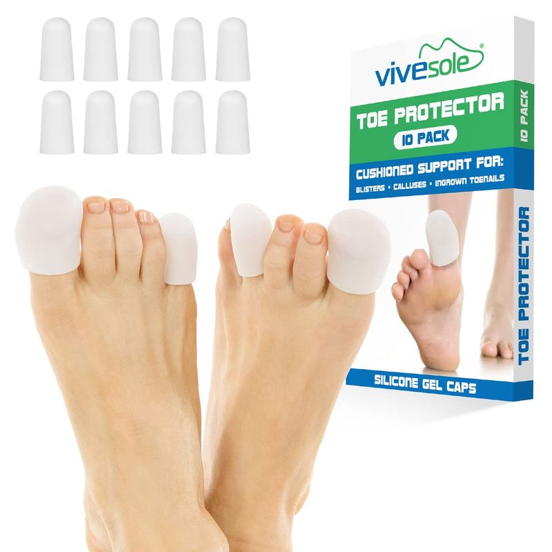 ViveSole Soft Gel Toe Protectors for Men & Women- Toe Caps for Foot ...