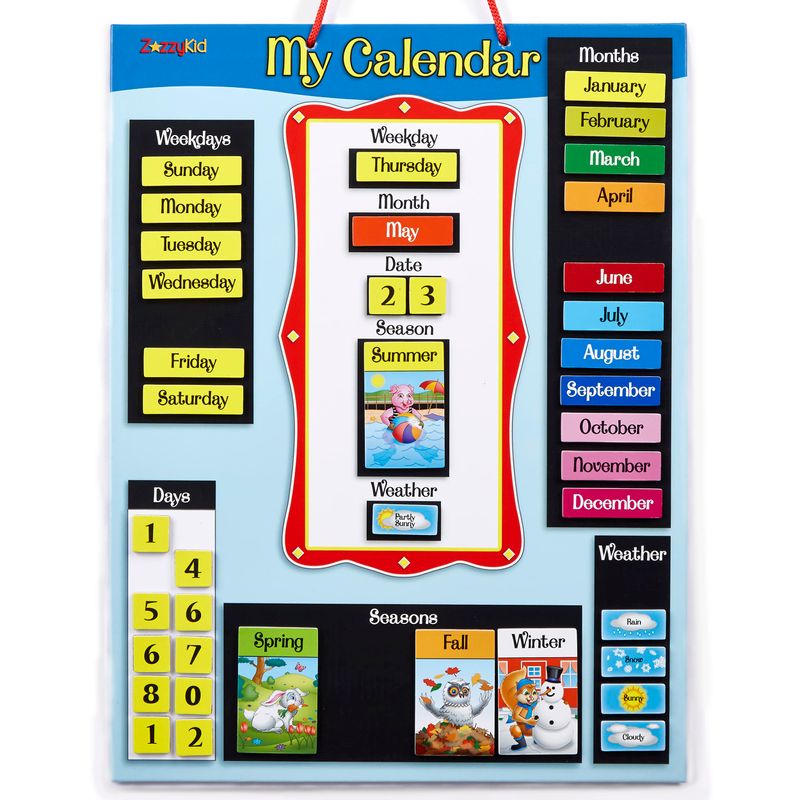 ZazzyKid Magnetic Calendar & Weather Chart for Kids - Preschool Daily ...
