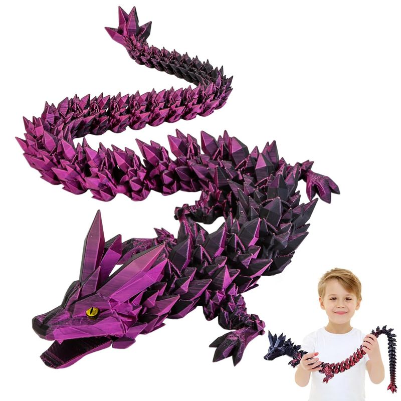 3D Printed Dragon Toys with Eyes, Bendable and Flexible Big Fidget, 24 ...