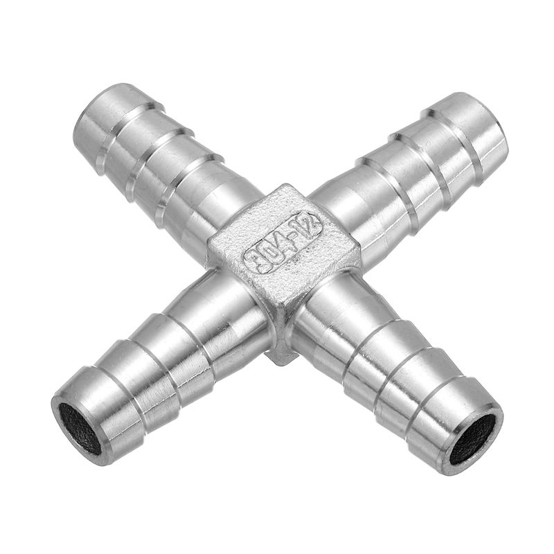 sourcing map 1/2" Cross Hose Barb Pipe Fitting, 304 Stainless Steel 4 ...