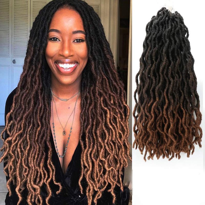 Eliza Wavy Gypsy Locs Ombre Crochet Hair 18" 8Packs/Lot Goddess Locs ...