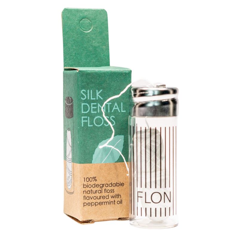 FLON Natural Silk Dental Floss, Peace Silk coated in Candelilla Wax ...