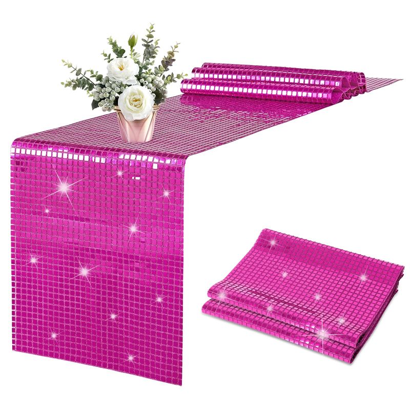 LOMOHOO 12 x 72 Inches Glitter Disco Table Runner, 2 Pack Retro 70s 80s ...
