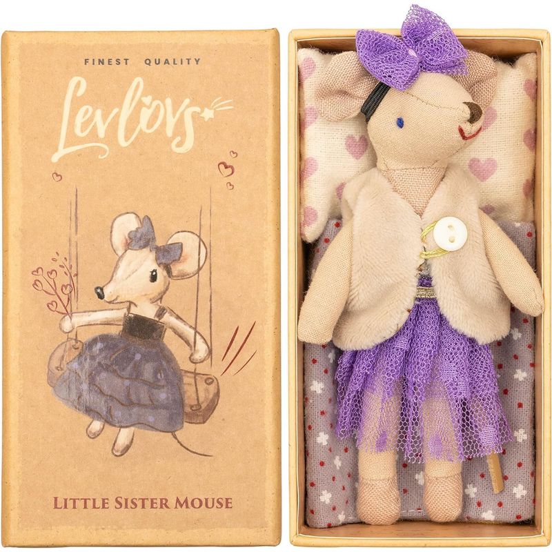 LEVLOVS Mouse in a Box, Baby Nursery, Handmade Linen Stuffed Animal ...