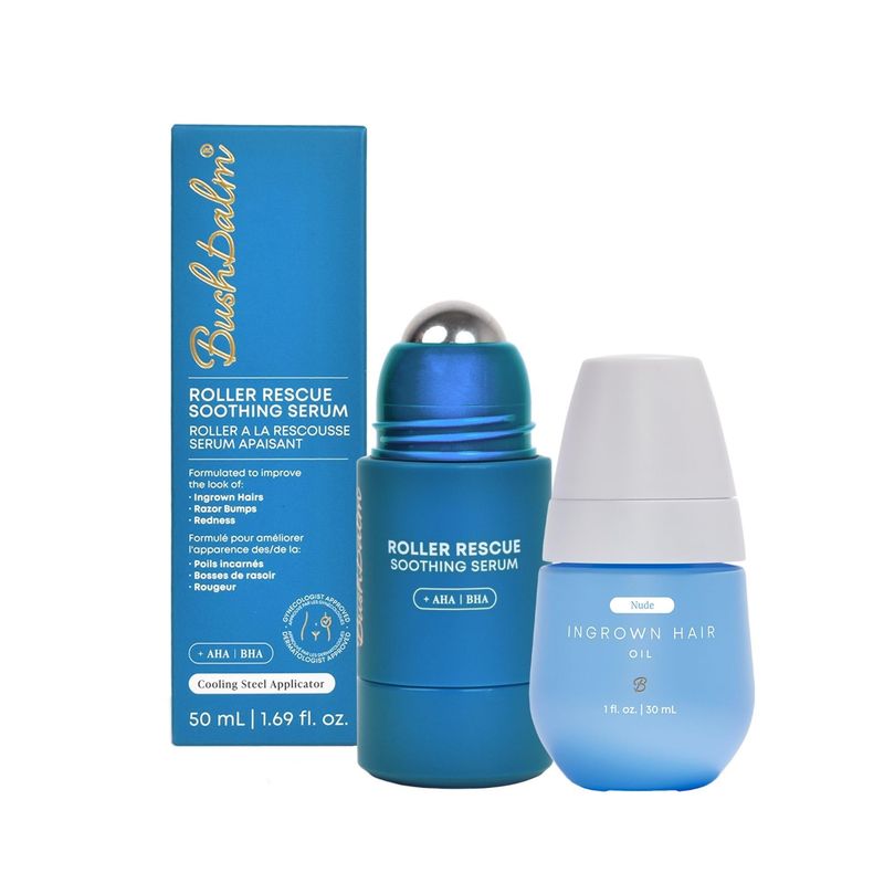 Bushbalm Ingrown Hair Roller Rescue And Nude Oil Bundle - Includes AHA ...