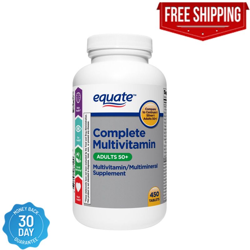 EQUATE COMPLETE MULTIVITAMIN DIETARY SUPPLEMENT ADULTS 50+ 450 TABLETS ...
