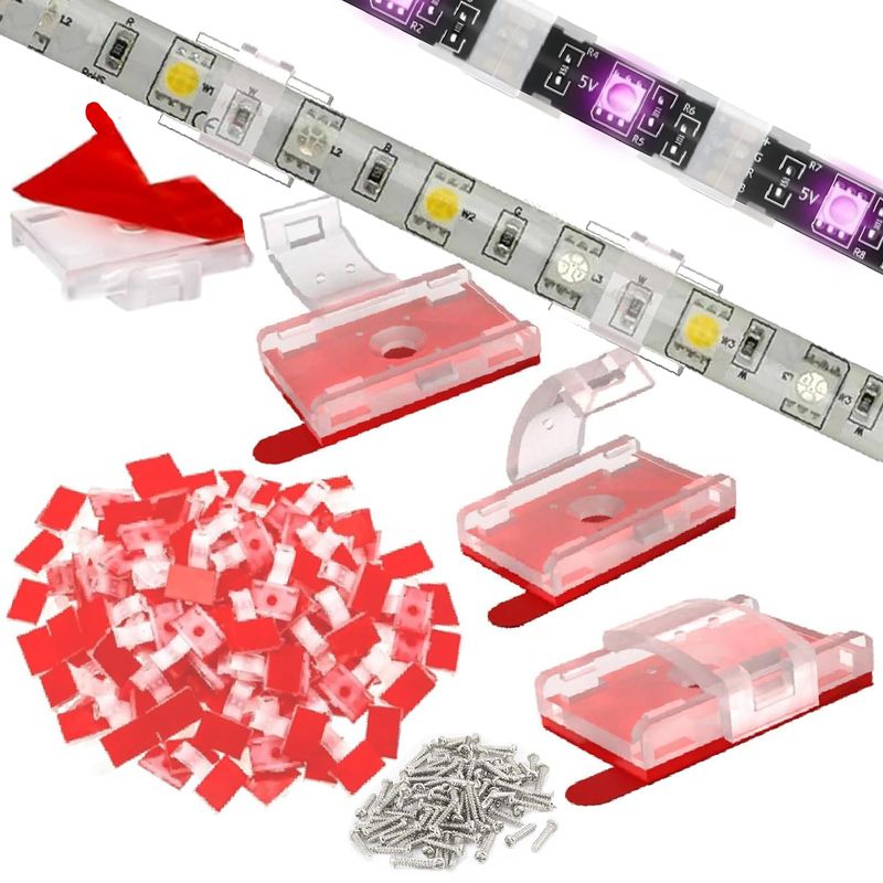 100PCS Mounting Clips for LED Strip Lights with Self-Adhesive Tape ...