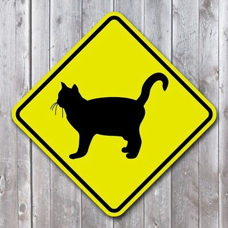 Kitten Kitty Cat Crossing 16 Inch Diag Aluminum Indoor Outdoor Sign ...