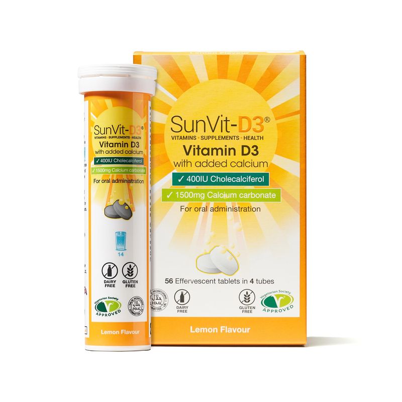Sunvit-D3 Dissolvable Effervescent Lemon Calcium Fizzy Tablets 600mg ...