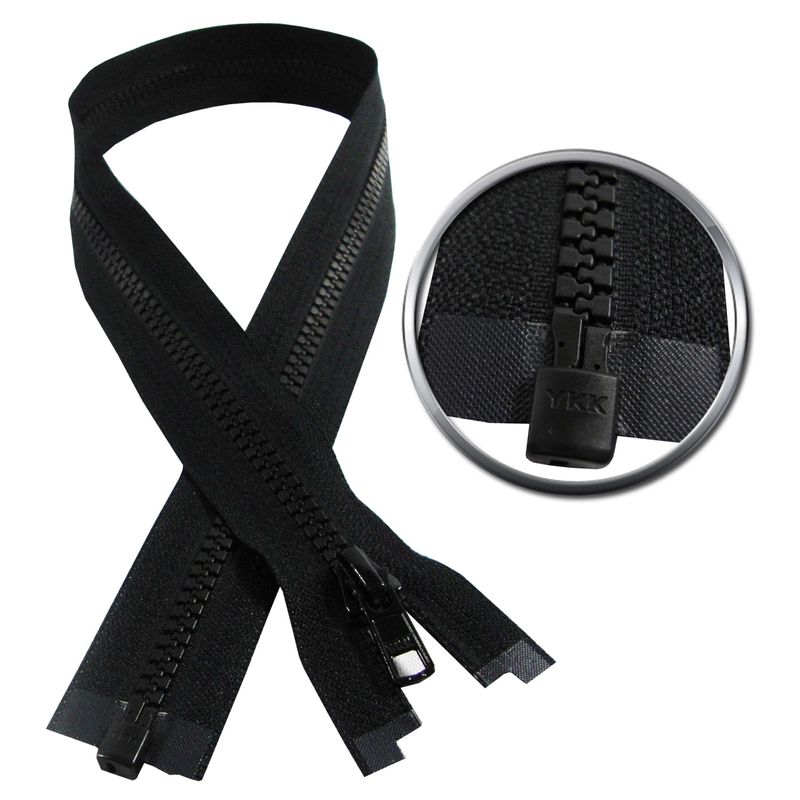 YKK Vislon Chunky Zip Size #5 Open End Heavy Duty Branded (Black (580 ...