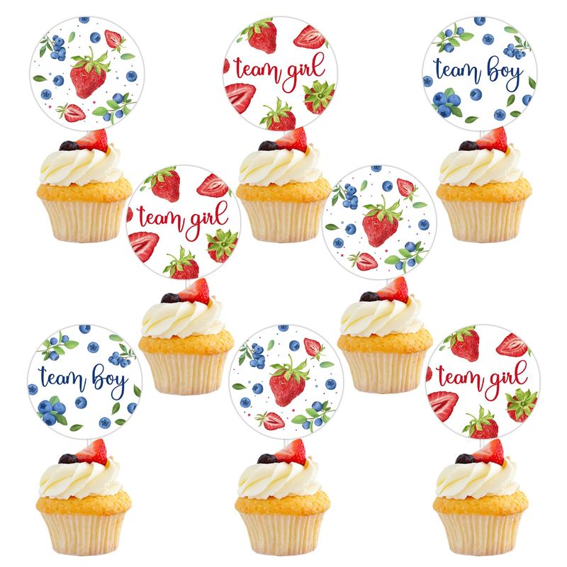 Berry Sweet Gender Reveal Cupcake Topper Blueberry Strawberry Baby ...