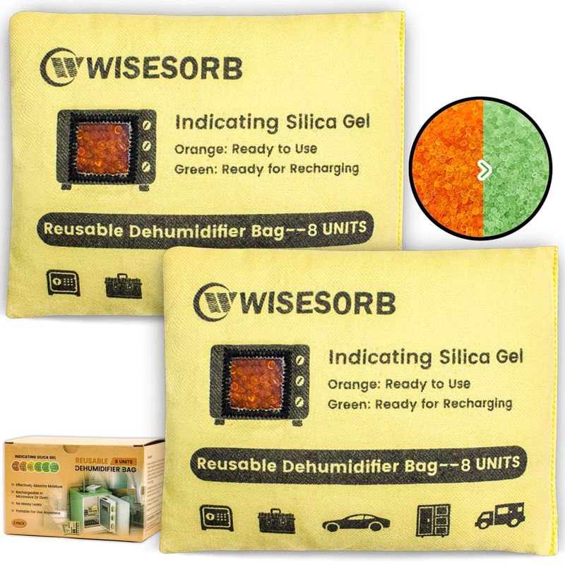 Wisesorb 240g x 2pcs Rechargeable Desiccant Packs, Color Indicating ...