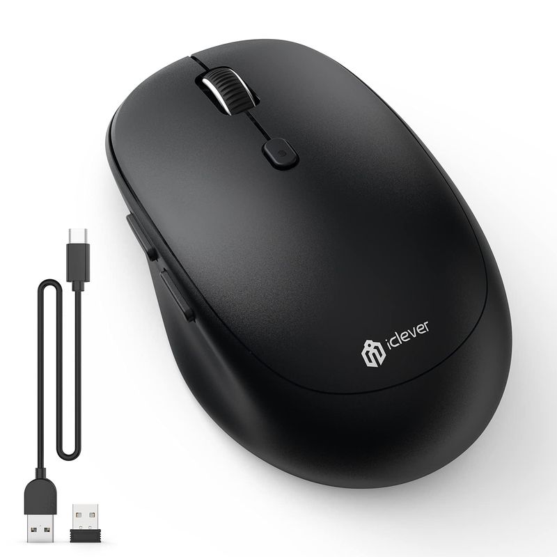iClever MD165 Wireless Mouse, Dual Mode, Wireless Mouse, Bluetooth Type-C Rechargeable, 2.4 GHz ...