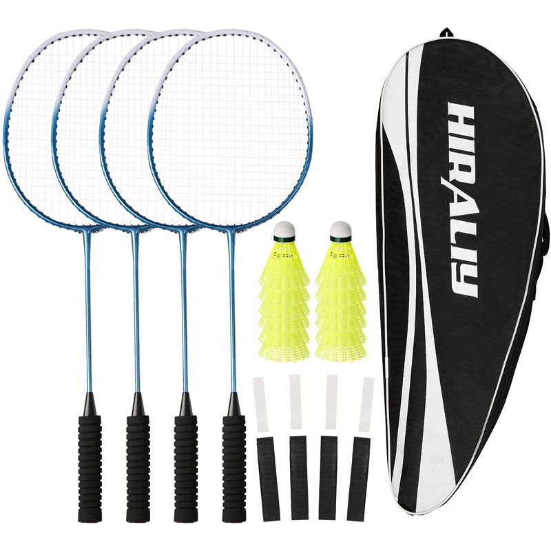 HIRALIY Badminton Rackets Set of 4 for Outdoor Backyards Games ...