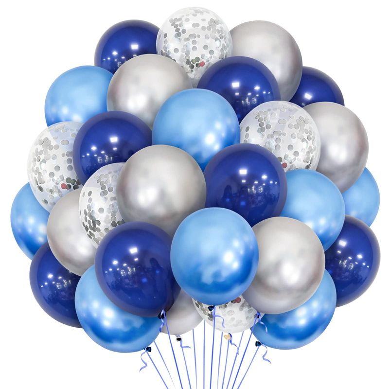 Metallic Blue Silver Balloons, 30 Pack 12 Inch Navy Blue Balloons ...