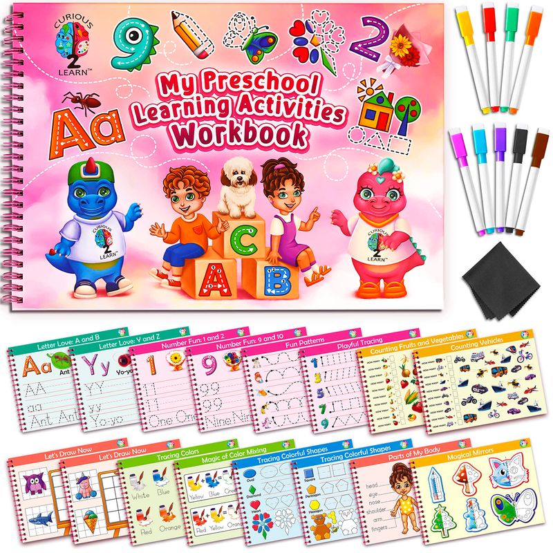 Curious 2 Learn Preschool Learning Activities Workbook | Tracing ...
