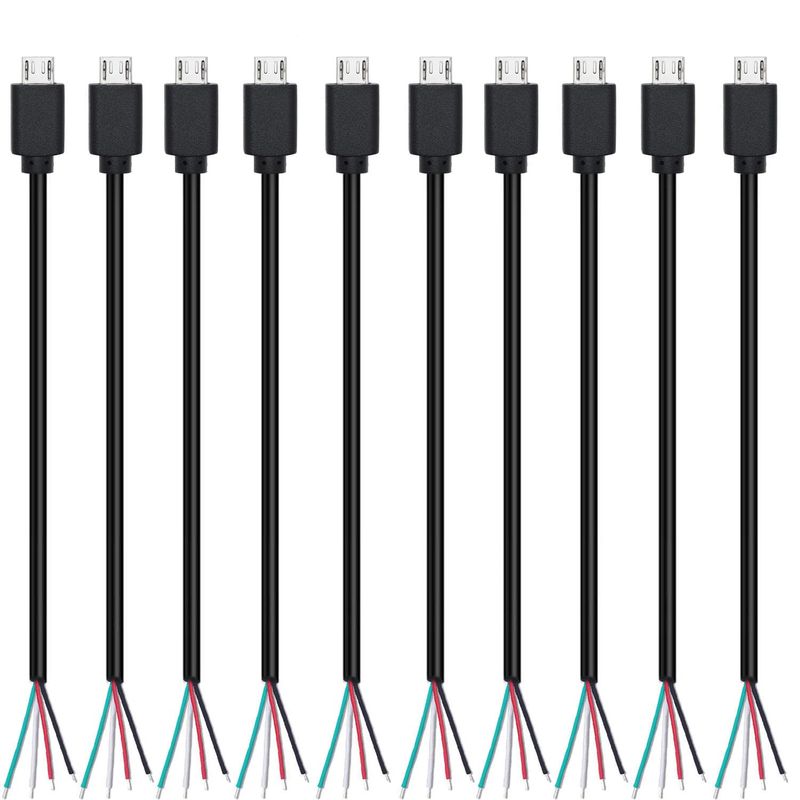 RUNCCI-YUN 10Pcs Micro USB Male 4 Pin Bare Wire,28AWG USB 5V/2A 4 Pin ...