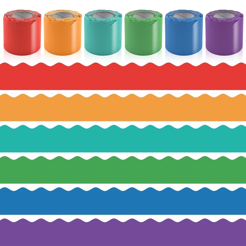 6 Rolls 196.8 Ft Bulletin Board Borders - Bright Classroom Borders for ...