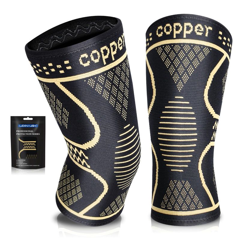 2 Pack Copper Knee Support for Women/Men, Knee Brace Compression Sleeve ...