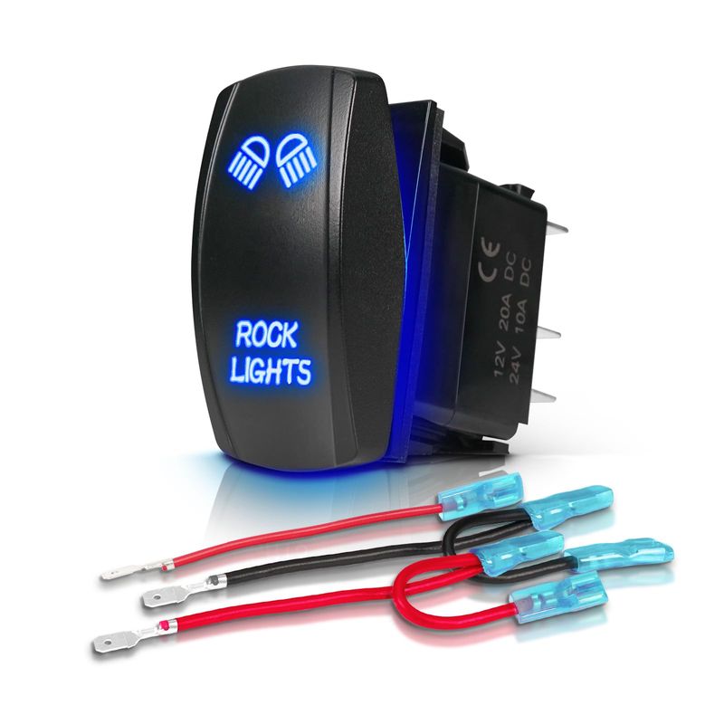 OPT7 Rocker Switch with Jumper Wires Set, Blue ON/Off Switch 5-Pin ...