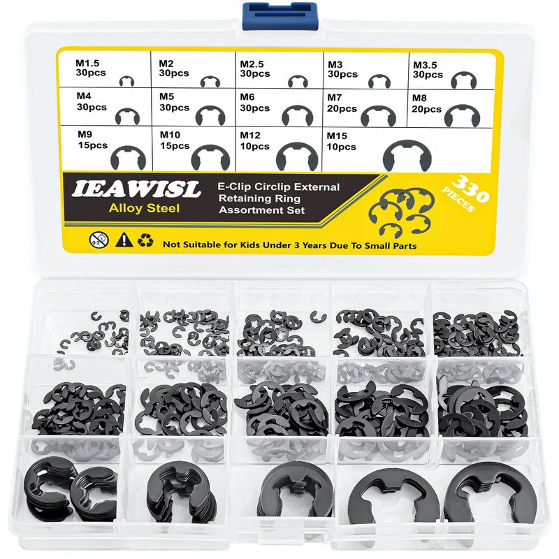 External Retaining Rings, 330PCS Alloy Steel Retaining Rings E-Clip ...