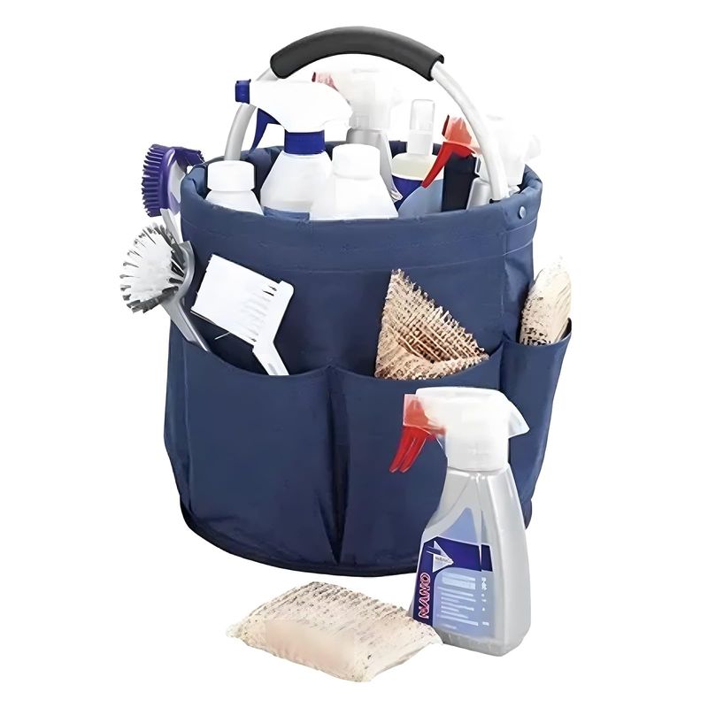 Foldable Cleaning Caddy with Handle Storage Box, 17L Multi-Pocket Caddy ...