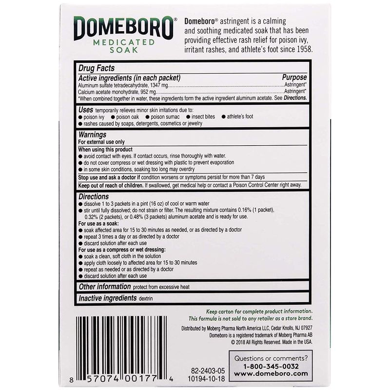 Domeboro Astringent Solution Powder Packets - 12 Packets, Pack of 5 ...