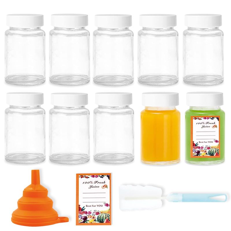 10Pack 2oz Juice Shot Bottles with Caps,Juicing Bottles Reusable Glass ...