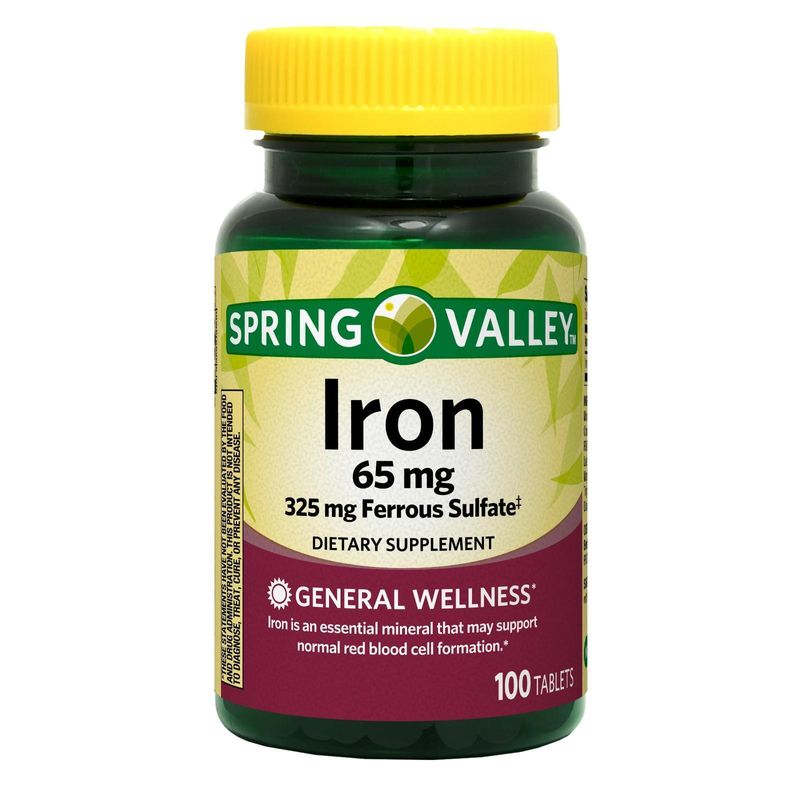 Iron 65 Mg Support Red Blood Cell Production Ferrous Sulfate 325 Mg ...