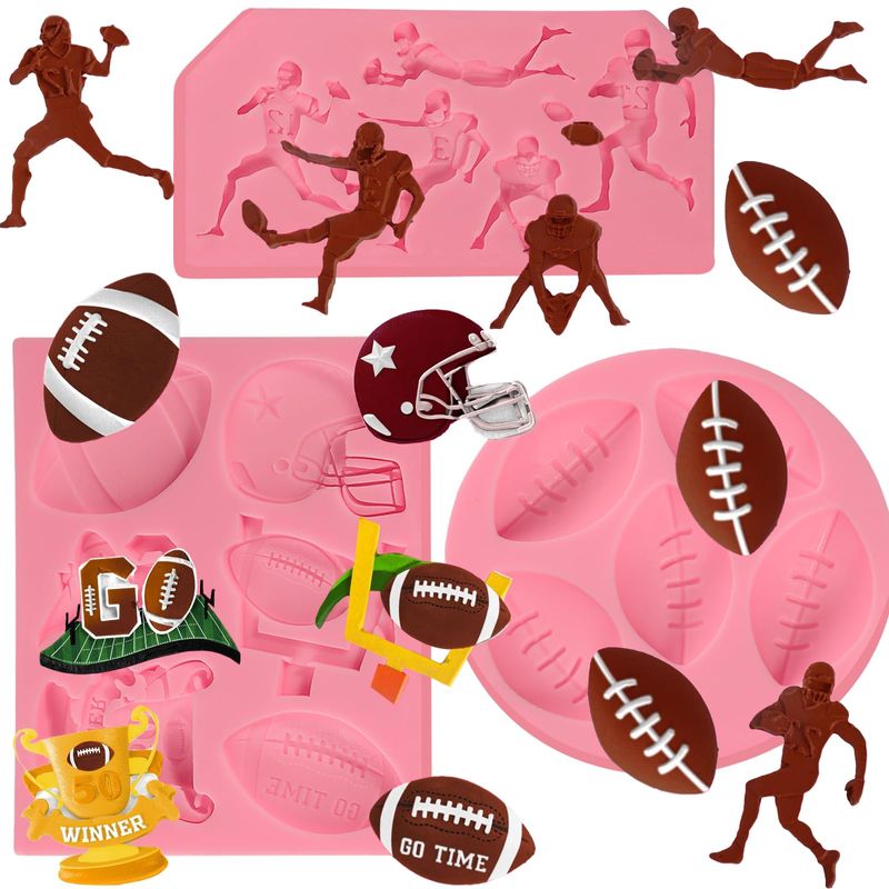 ICNYEKl American Football Fondant Mold 3pcs, Sports Theme Cake ...