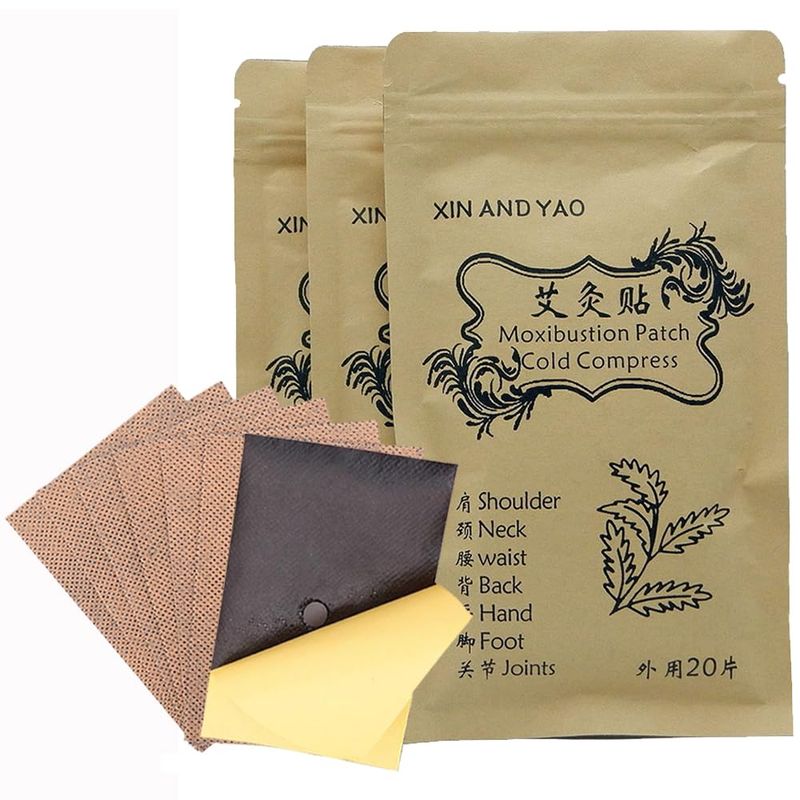 60pcs Mugwort Leaf Pads Wormwood Moxibustion Patch Foot Pads Knee ...
