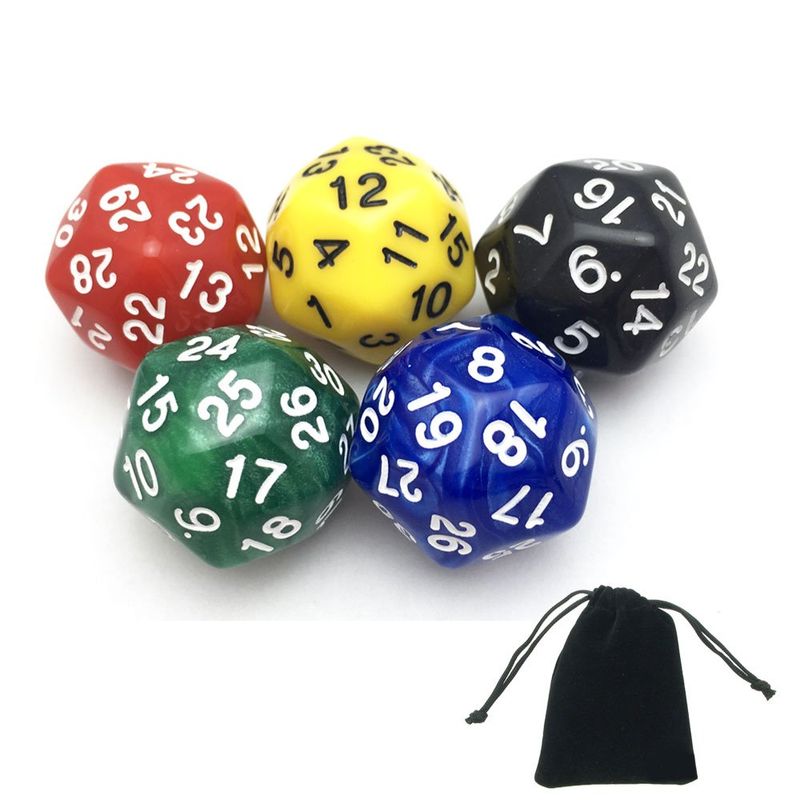 SmartDealsPro 5-Pack of Random Color D30 Polyhedral Dice for DND RPG ...