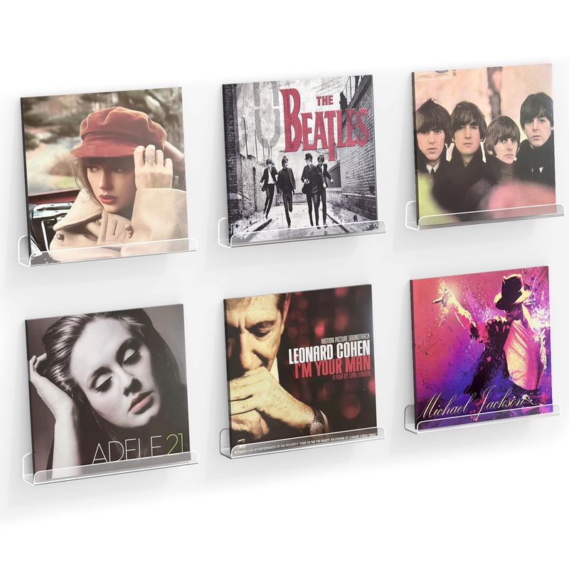 Meaocer Vinyl Record Shelf Wall Mount, 6 Pack 12 inch Clear Acrylic ...