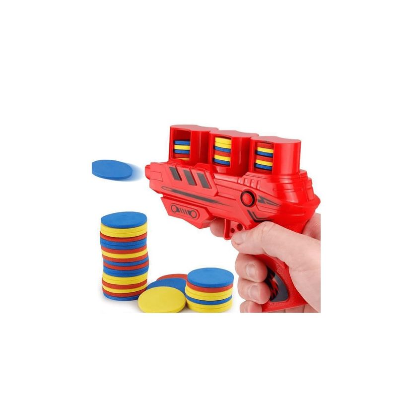 Foam Disc Launcher Disk Shooter Toy EVA soft Gun and 25 Flying Disks ...
