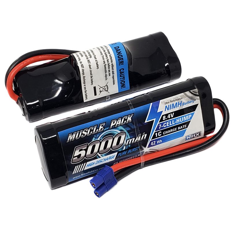 NHX Muscle Pack 8.4V 5000mAh 7-Cell Nimh Hump Battery w/ EC3 Connector ...