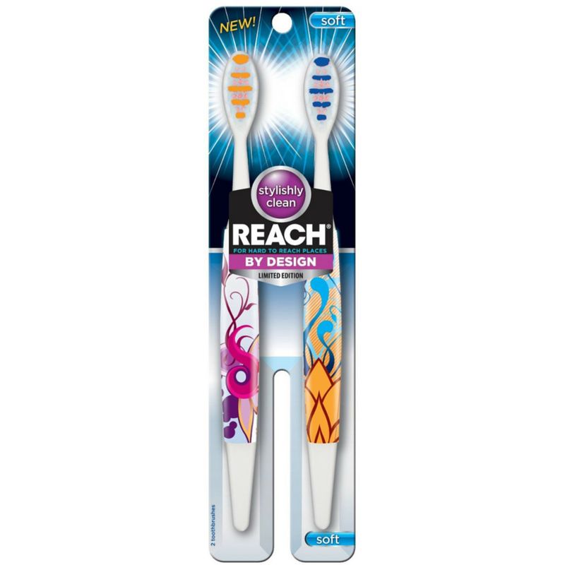 REACH Advanced Design Toothbrushes Soft Full Head Value Pack, 2 Count ...