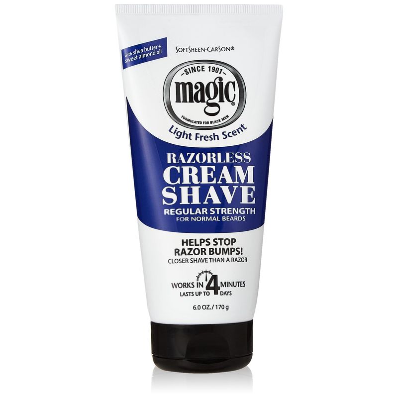 Magic Razorless Cream Shave Regular Strength Light Fresh Scent 6oz Tube ...