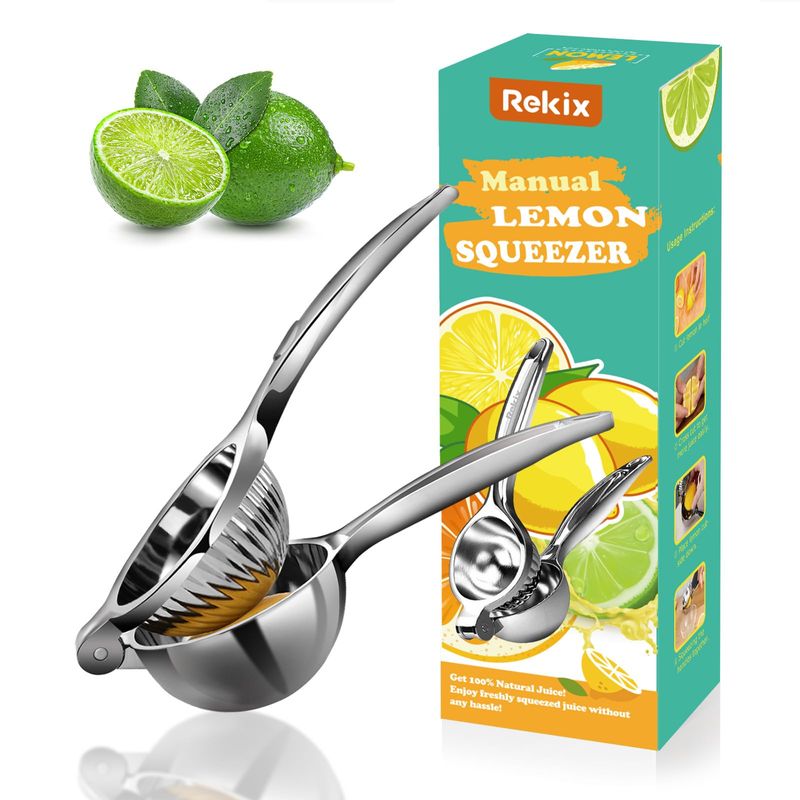Rekix Lemon Squeezer, Heavy Duty Lemon Juicer, Stainless Steel Lime Squeezer, Manual Citrus ...