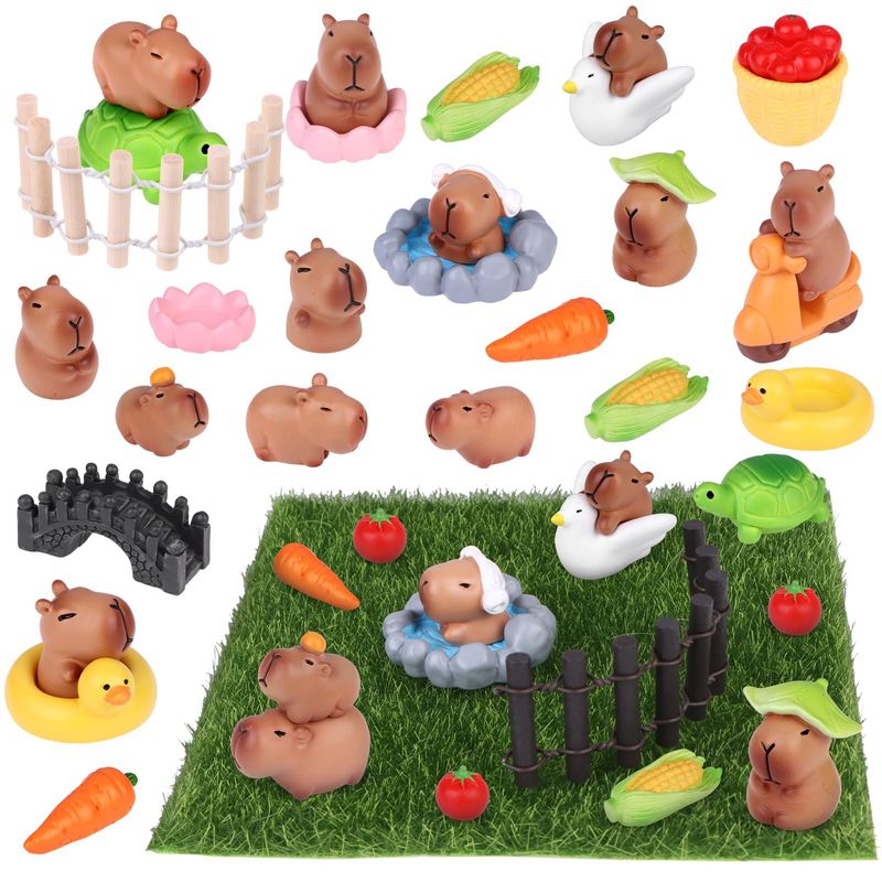 DatingShiny 37Pcs Mini Capybara Figures Playset Simulation Capybara ...
