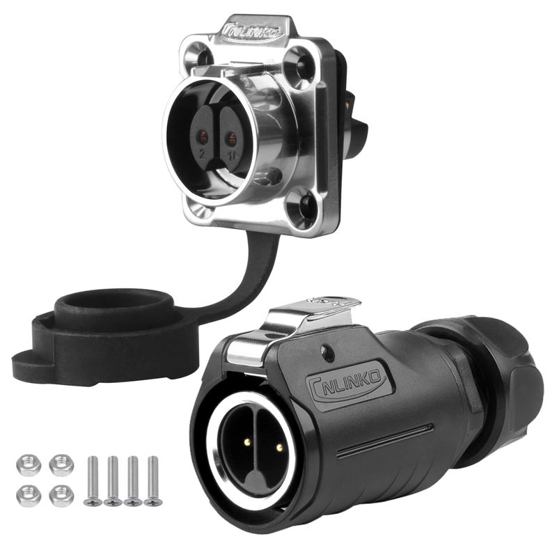 CNLINKO LP-16 2-Pin Waterproof Connector, Screw-in Design Circular ...