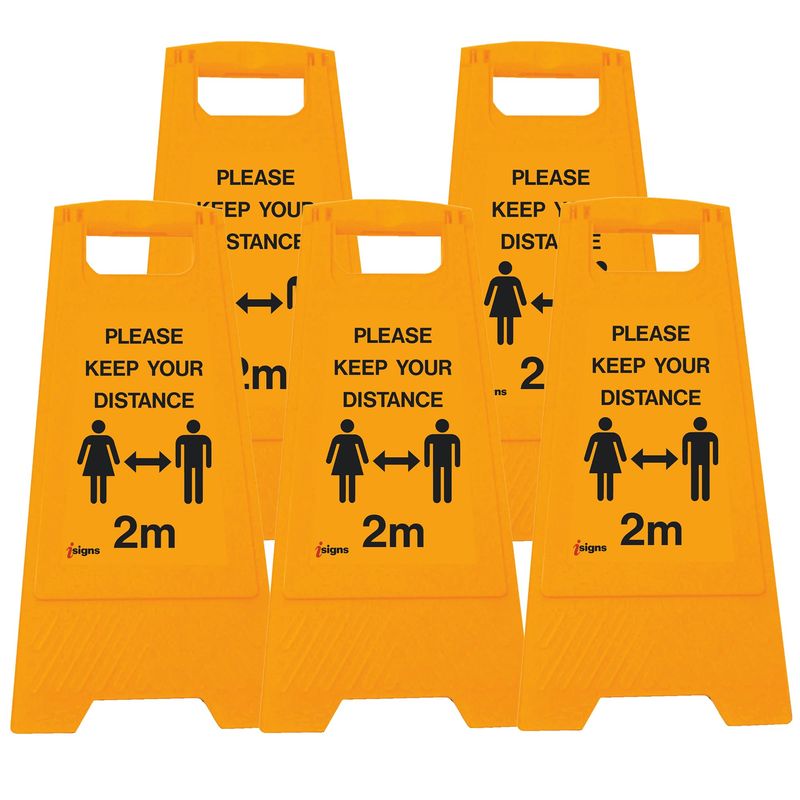 iSigns Floor Signs (Please Keep Your Distance 2m) Free-Standing Danger ...