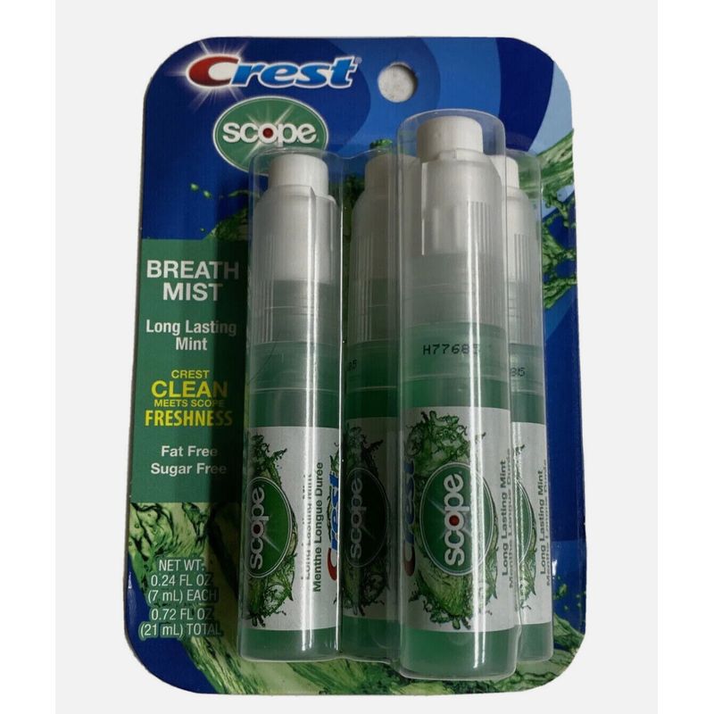 Crest Breath Mist With Scope Long Lasting Peppermint 4 units of 7mL ...