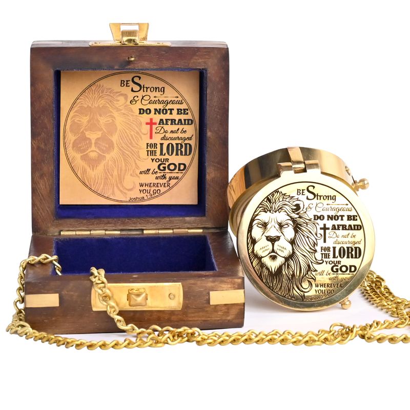 The New Antique Store - Brass Compass Engraved with Religious Scripture ...