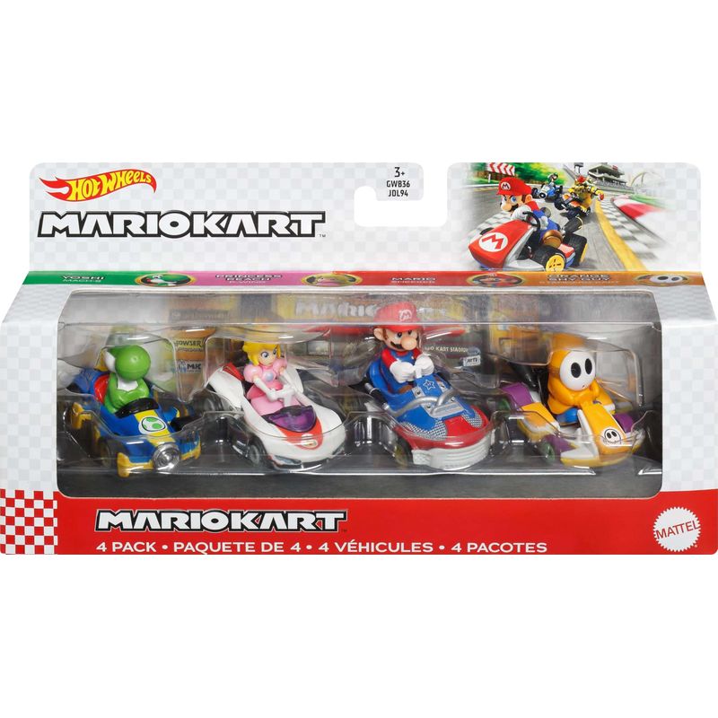 Hot Wheels Mario Kart Toy Vehicle 4-Pack, Collectible Set of 4 Fan ...