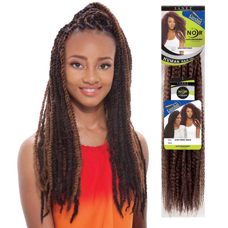Janet Collection Synthetic Hair Braids Noir Afro Twist Braid (Marley Braid) (4-Pack, 2) - Online ...