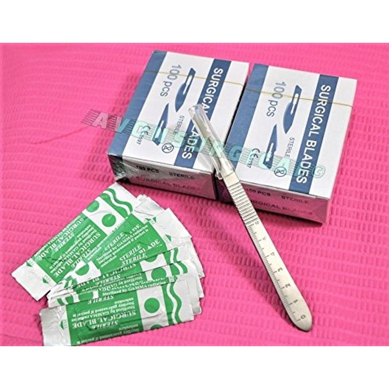 200 Scalpel Blades #15+Scalpel Handle #3 W/Scale -for Biology Lab ...
