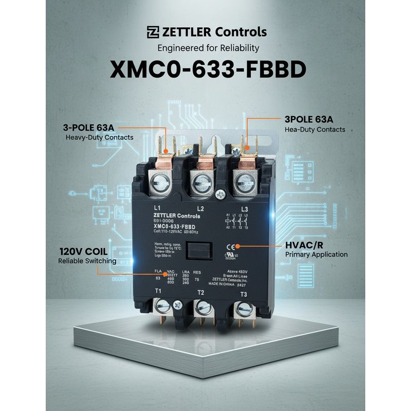 ZETTLER Controls XMC0-633-FBBD 3-Pole, 63 FLA 75 RES, Definite Purpose ...