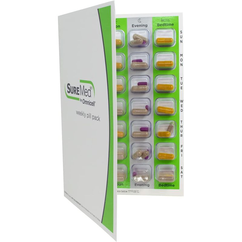 4 Times a Day Weekly XL Cold Seal Medication Blister Pack System Cards ...
